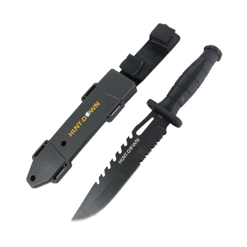Hunt-Down - 13″ Drop Point Hunting Knife w/ Grenade Design Handle ...